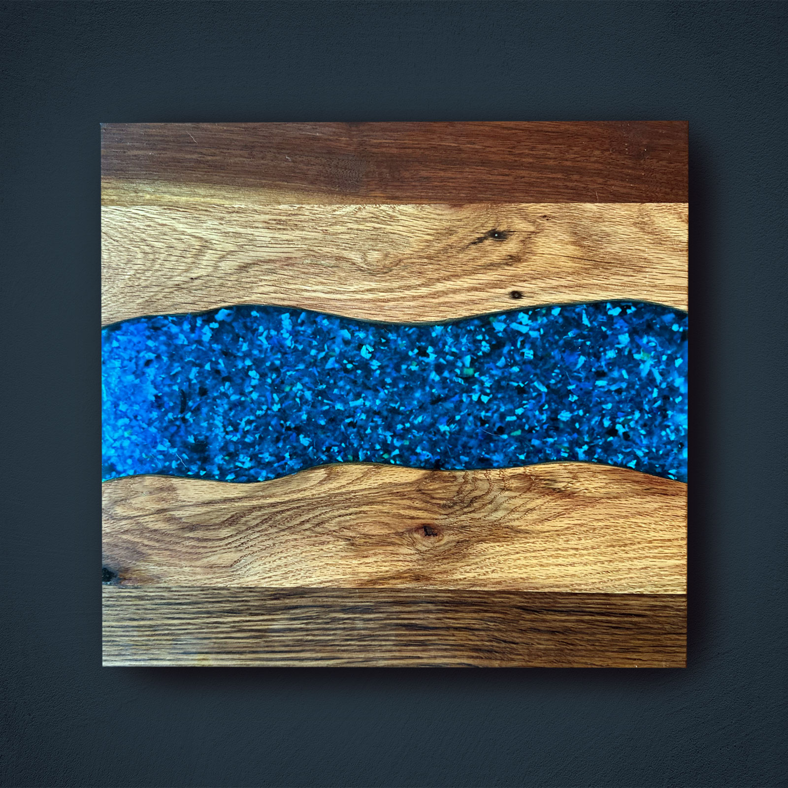 Square Serving Board with Blue River - Free Plastic