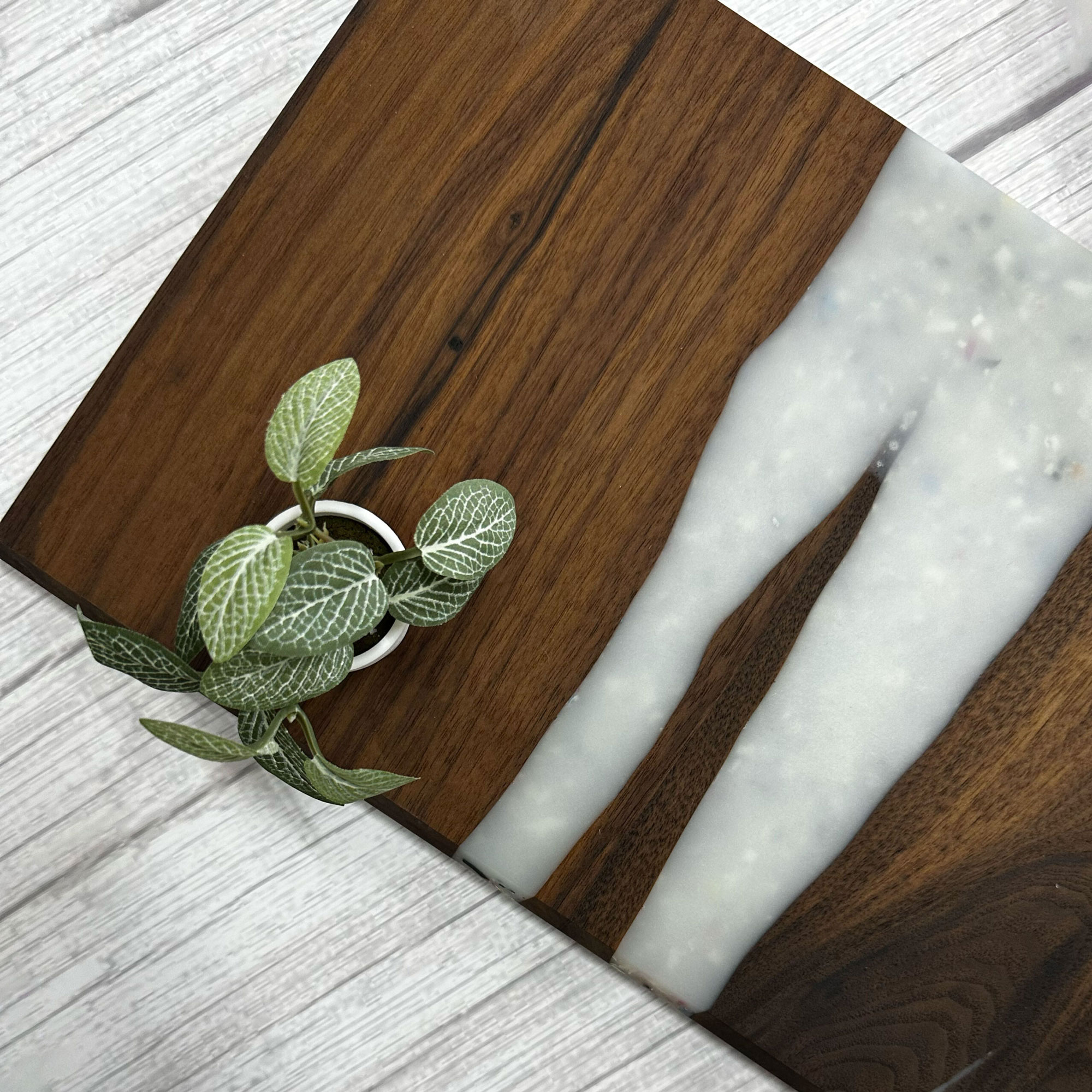 Walnut Serving Board with White River - Free Plastic